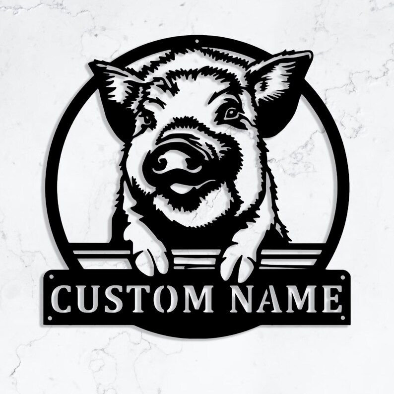 Custom Pig Metal Wall Art Pig Wall Decor Farm Pig Sign Pig Wall Decor ...