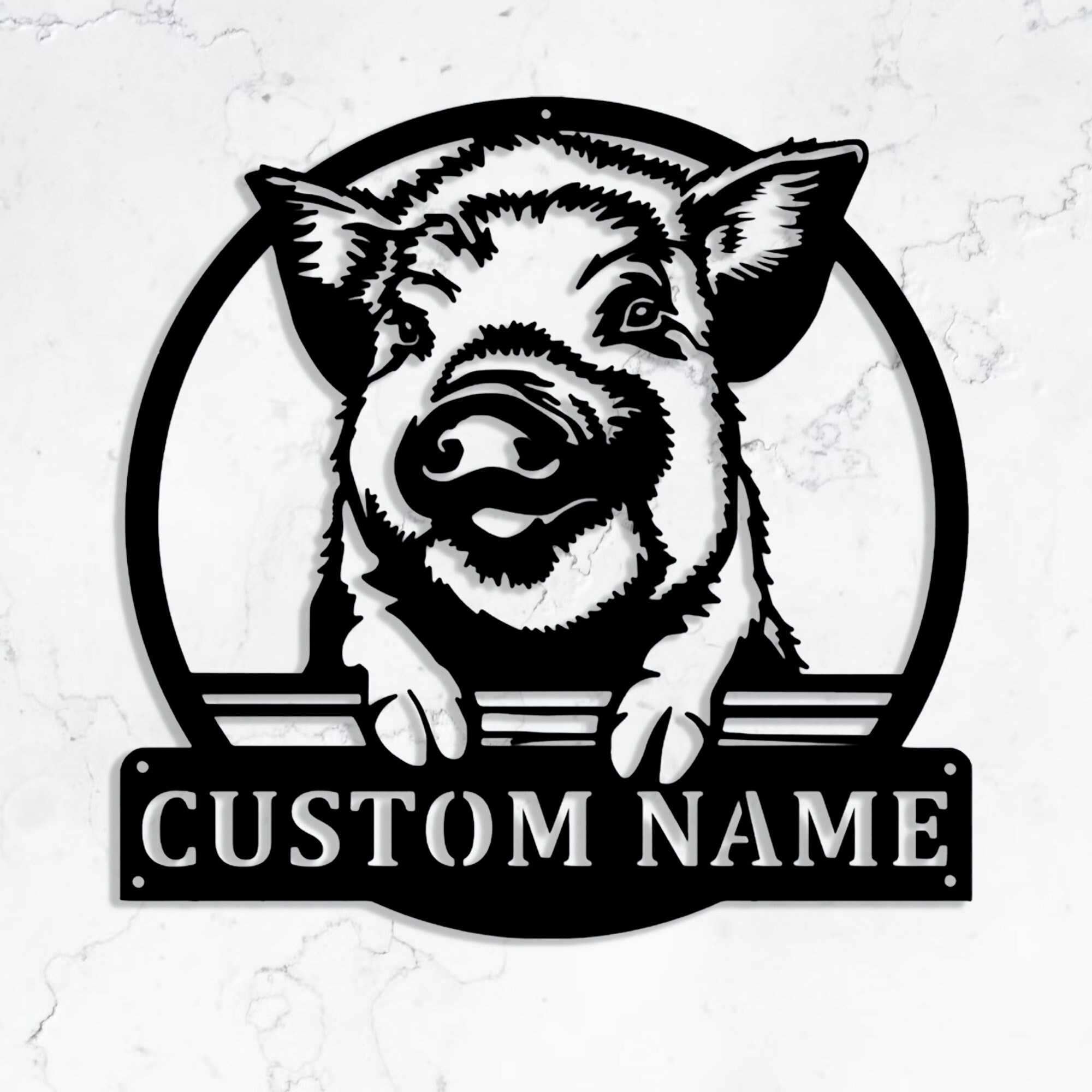 Custom Pig Metal Wall Art Pig Wall Decor Farm Pig Sign Pig Wall Decor ...