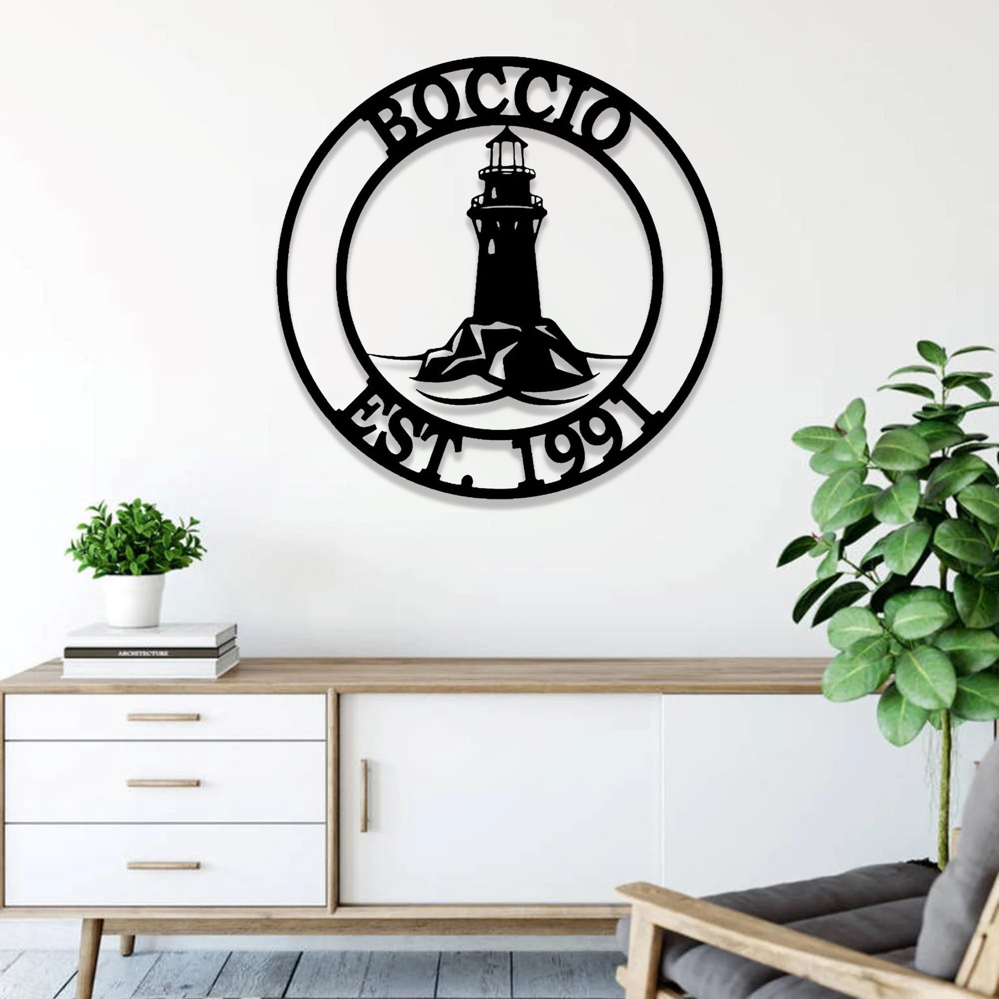 Custom Lighthouse Metal Wall Sign: Personalized Beach House Decor (8-24 ...