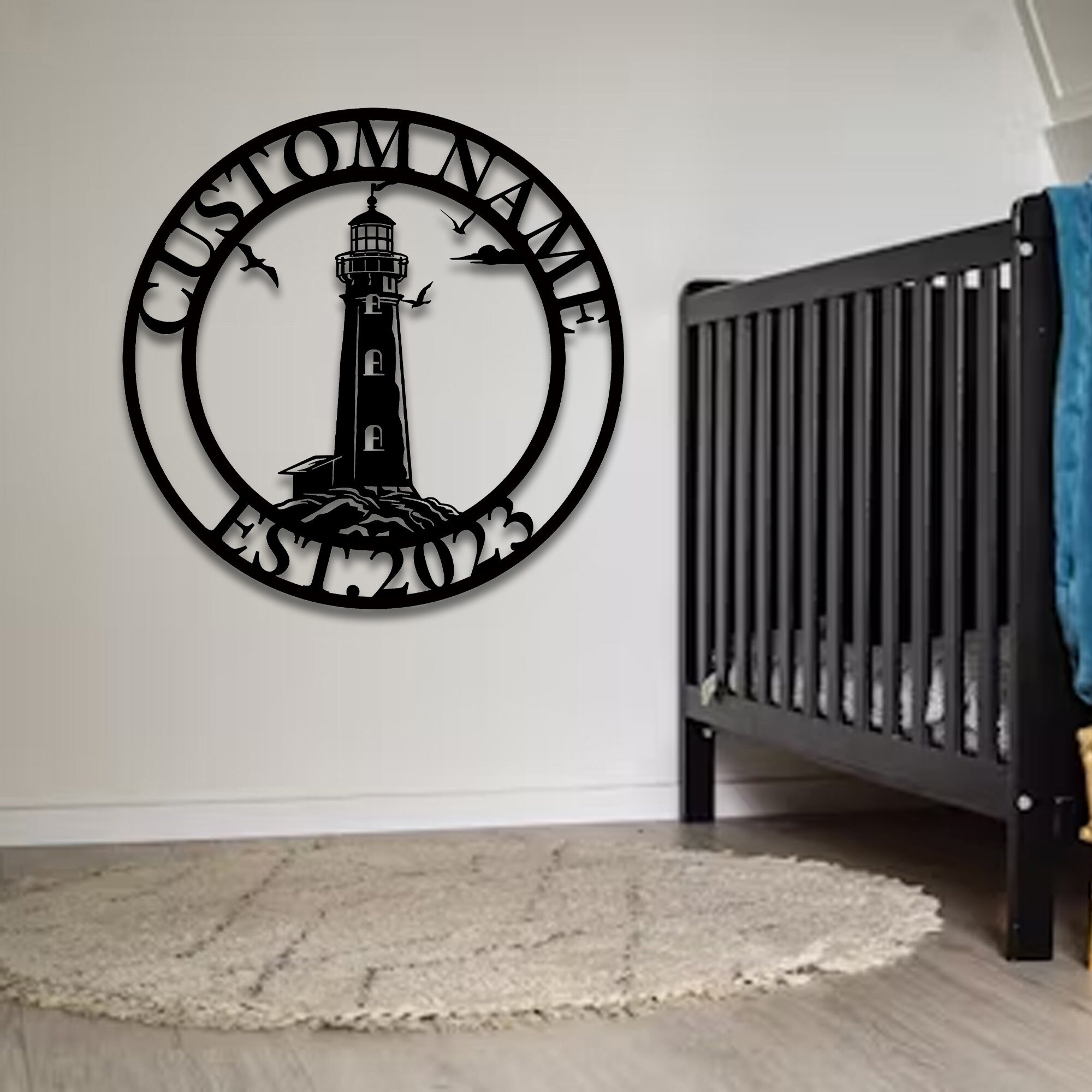 Custom Lighthouse Metal Wall Sign, Personalized Lighthouse Metal Wall ...