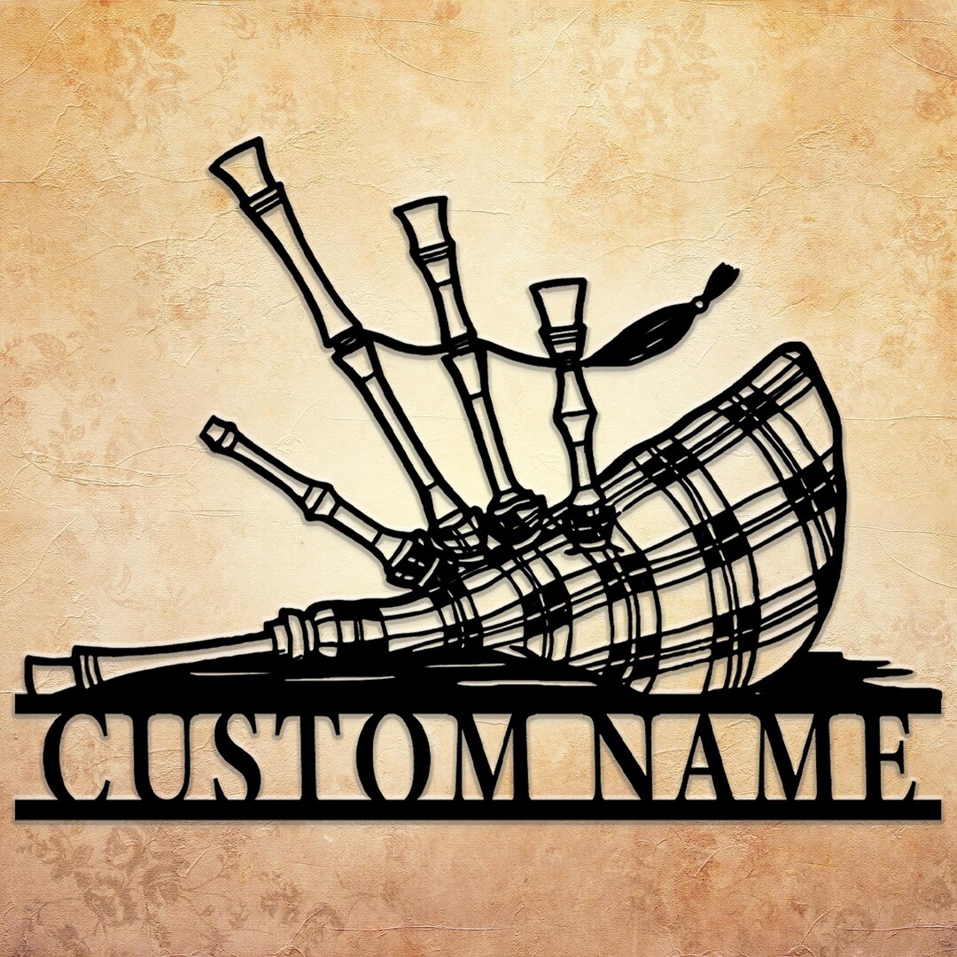 Personalized Bagpipes Name Sign, Ethnic Decoration,custom Bagpipes Sign ...