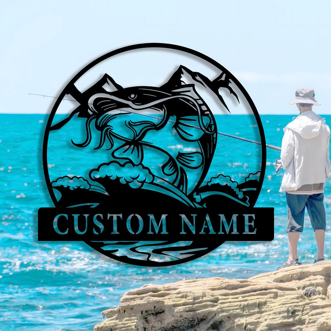 Catfish Fishing Metal Wall Art, Custom Catfish Name Sign, Catfish Home ...