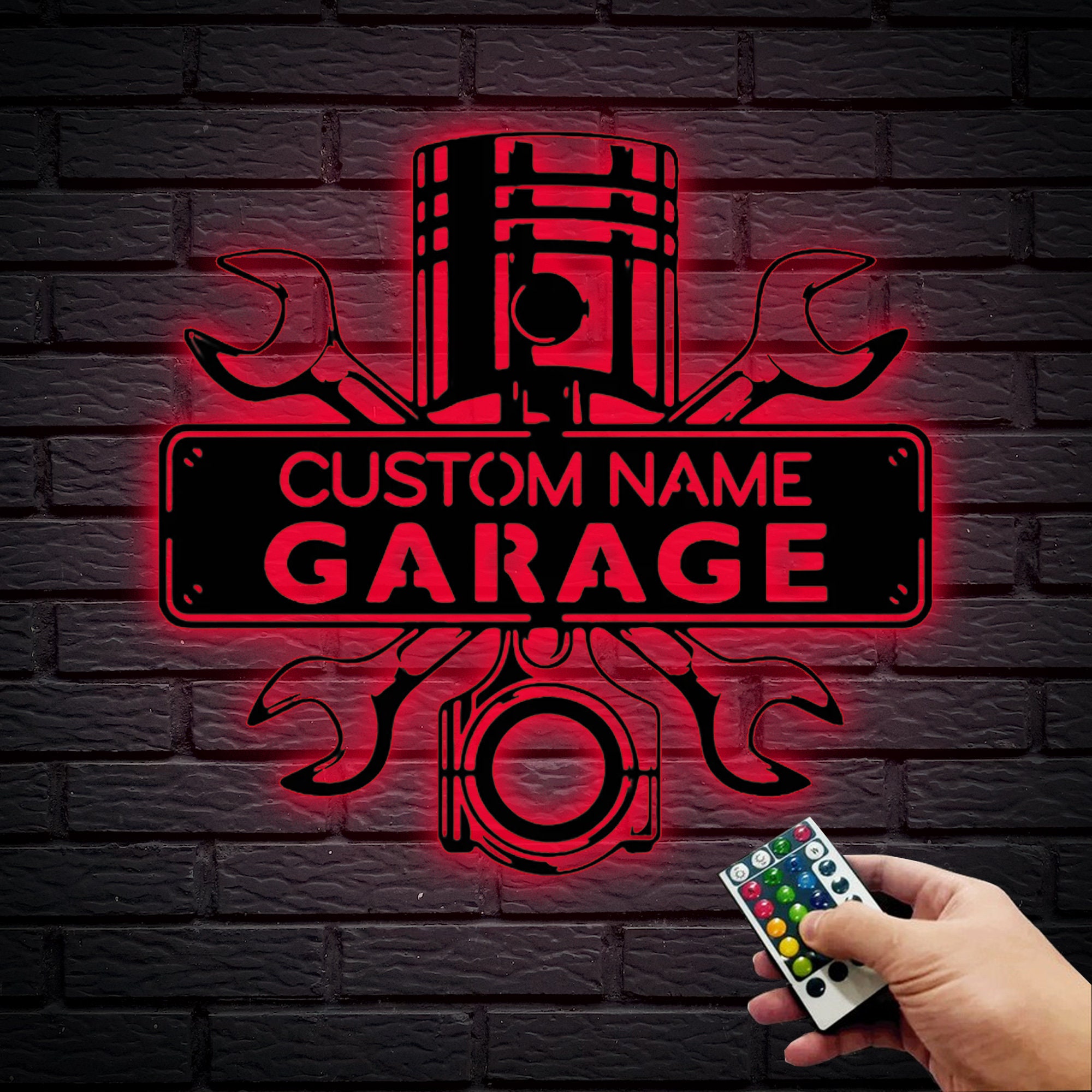Custom Garage Metal Wall Art Personalized Workshop Name Sign Mechanic ...