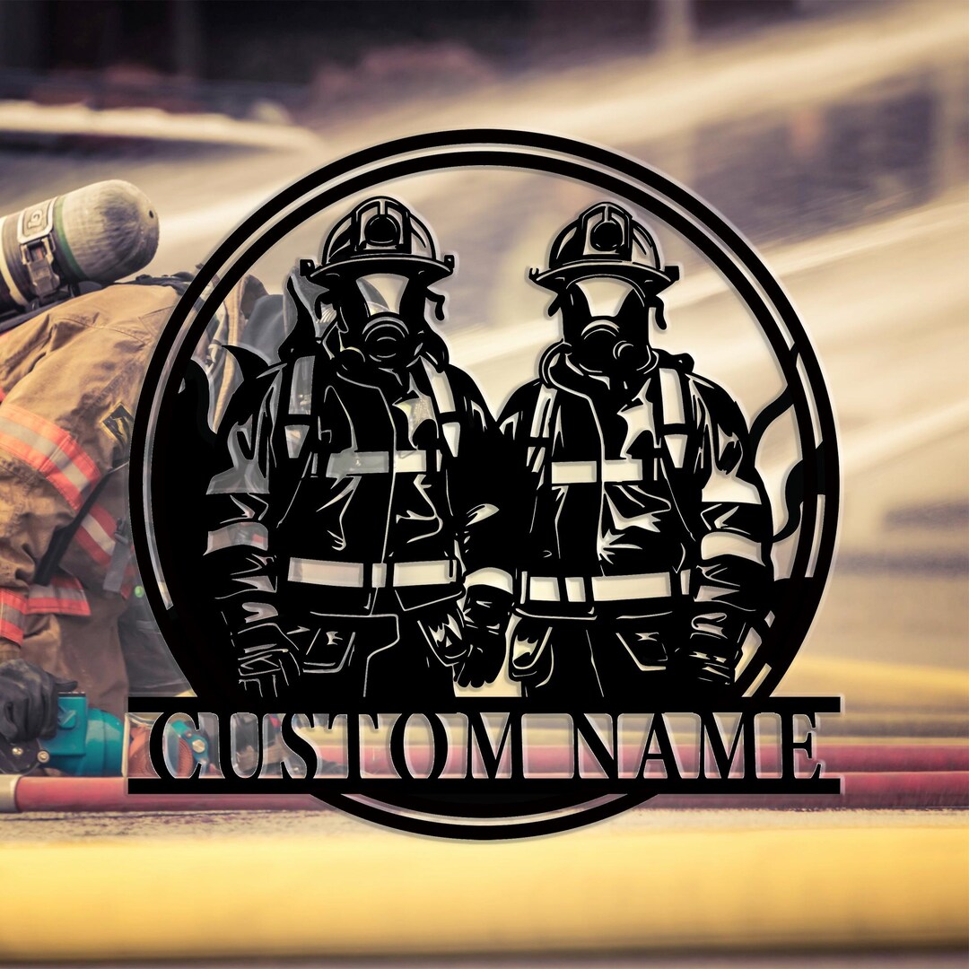 Custom Firefighter Metal Wall Sign, Personalized Firefighter Wall Decor ...