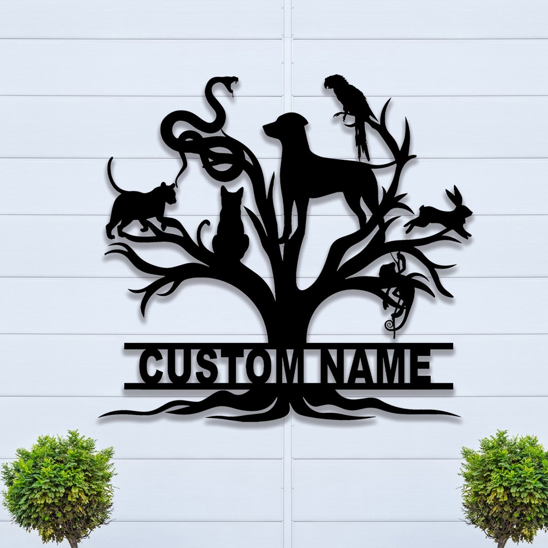 Custom Metal Animal Tree Sign: Zoo Wall Art Decor - Etsy