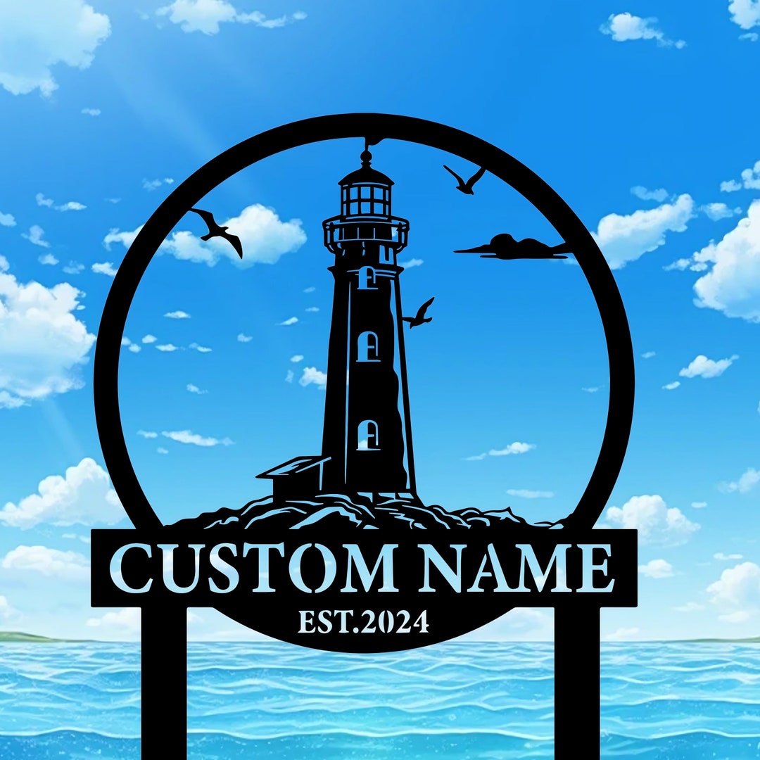 Custom Lighthouse Metal Garden Stake: Personalized Yard Sign (8-24 Inch ...