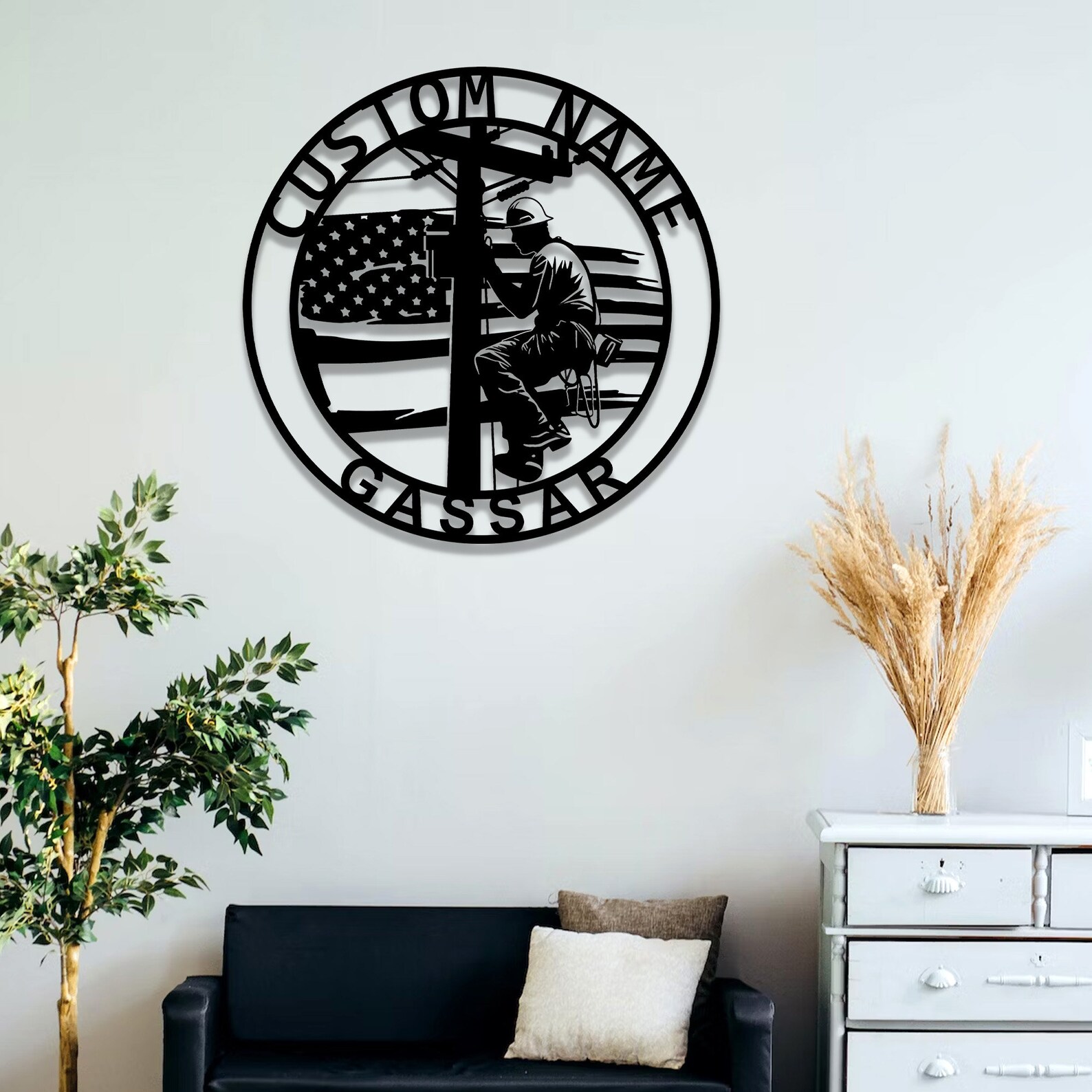 Custom Lineman Metal Sign, Lineman Metal Wall Art, Father's Day Gifts ...