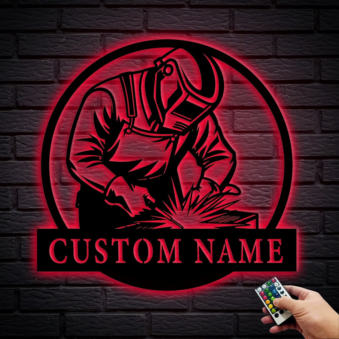 Personalized Welder Metal Wall Sign, Custom Mechanic Name Wall Art ...
