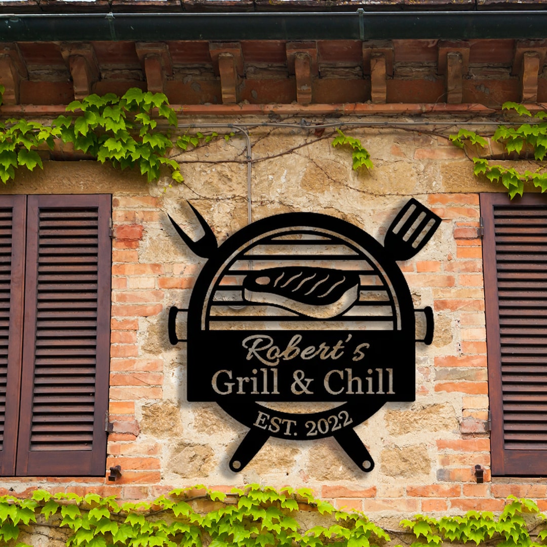 BBQ Grill Sign, Metal Wall Art, Grill Schild Decor, BBQ Metal Sign ...