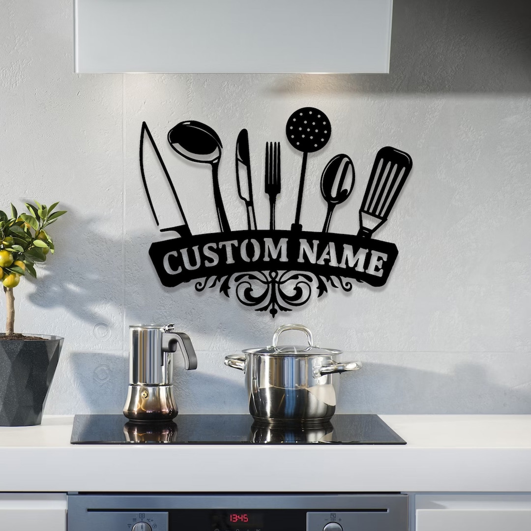 Custom Kitchen Metal Wall Sign, Personalized Kitchen Metal Wall Art ...