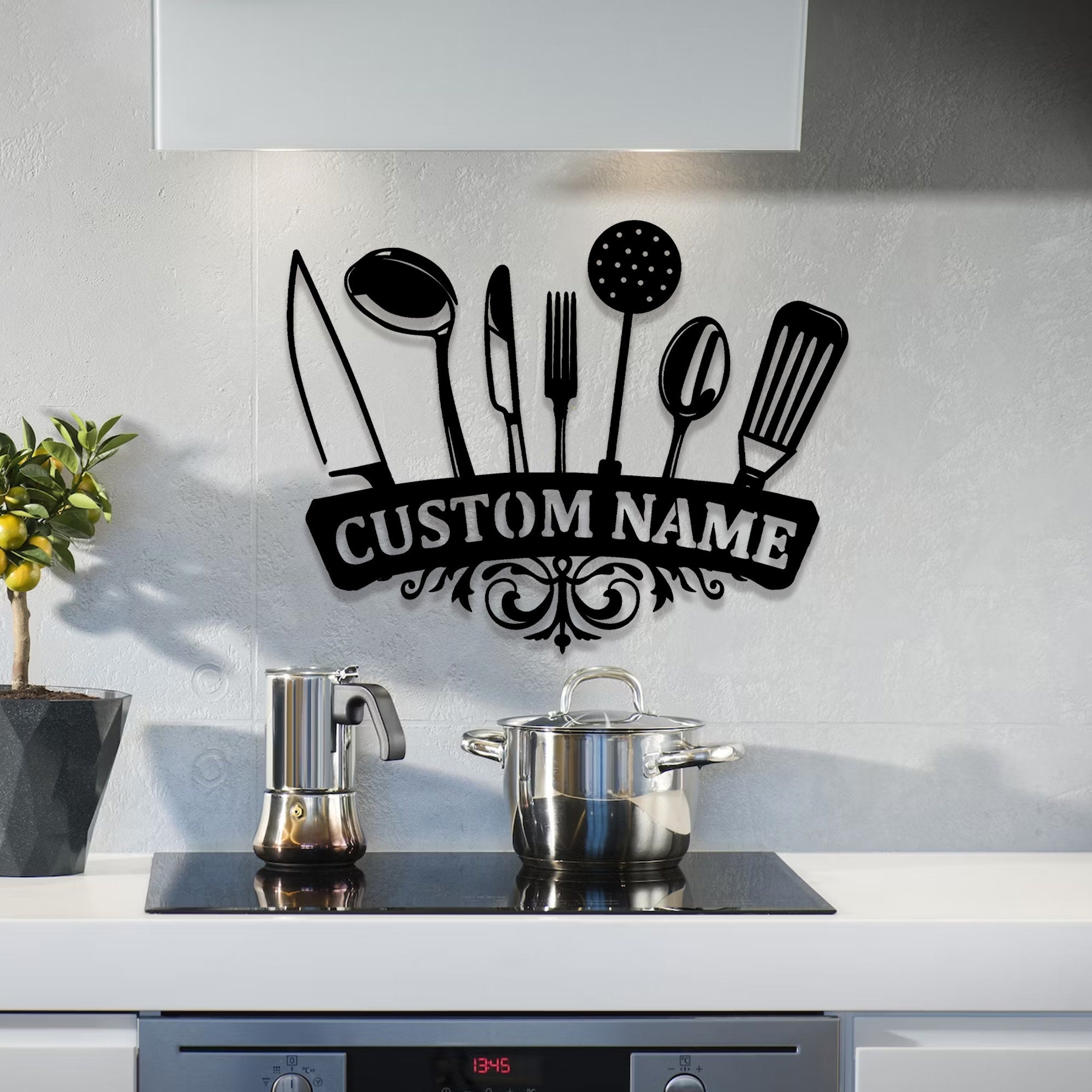 Custom Kitchen Metal Wall Sign, Personalized Kitchen Metal Wall Art ...