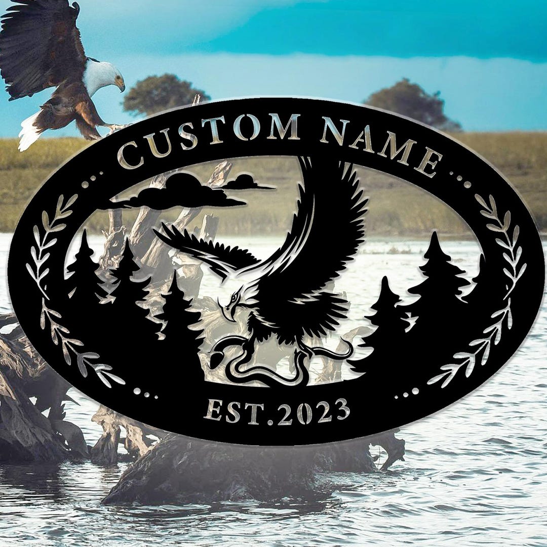 Custom Eagle's Nest Metal Wall Art: Personalized Eagle Sign (8-24 Inch ...