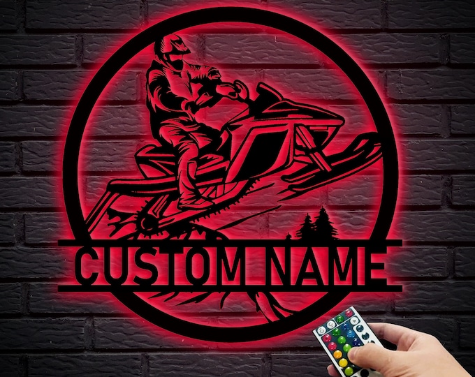 Custom Metal Outdoor Snowmobile Decor With Name | Snowmobile Gifts ...
