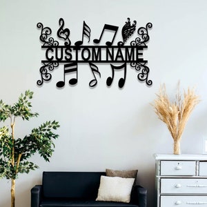 Personalized Music Notes Metal Sign-music Note Decor-music Room Decor ...