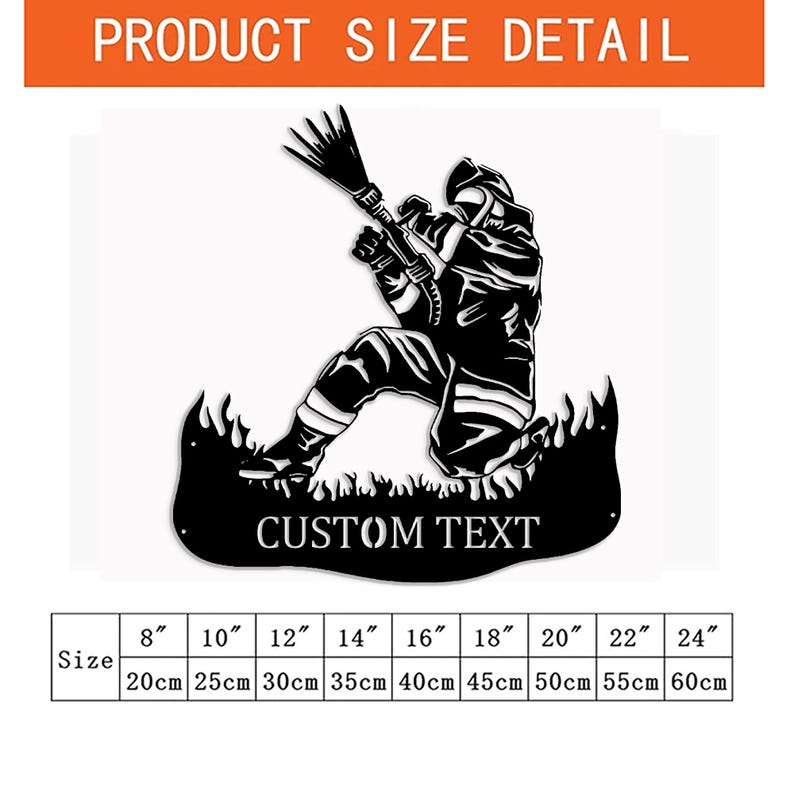 Custom Firefighter Metal Wall Sign, Personalized Firefighter Wall Decor ...