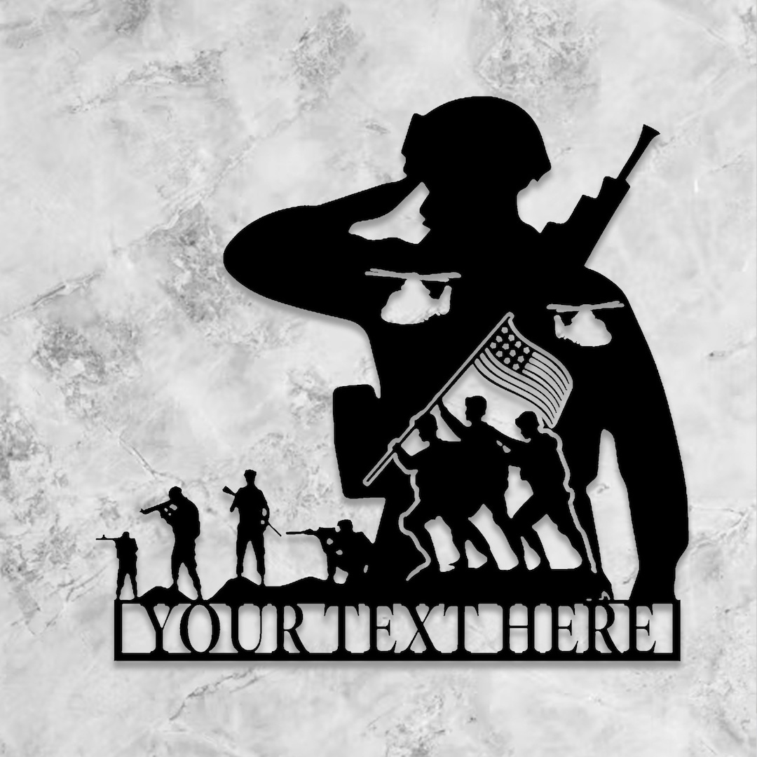 Personalized Army Soldiers Silhouette Name Metal Sign, US Army Gift ...