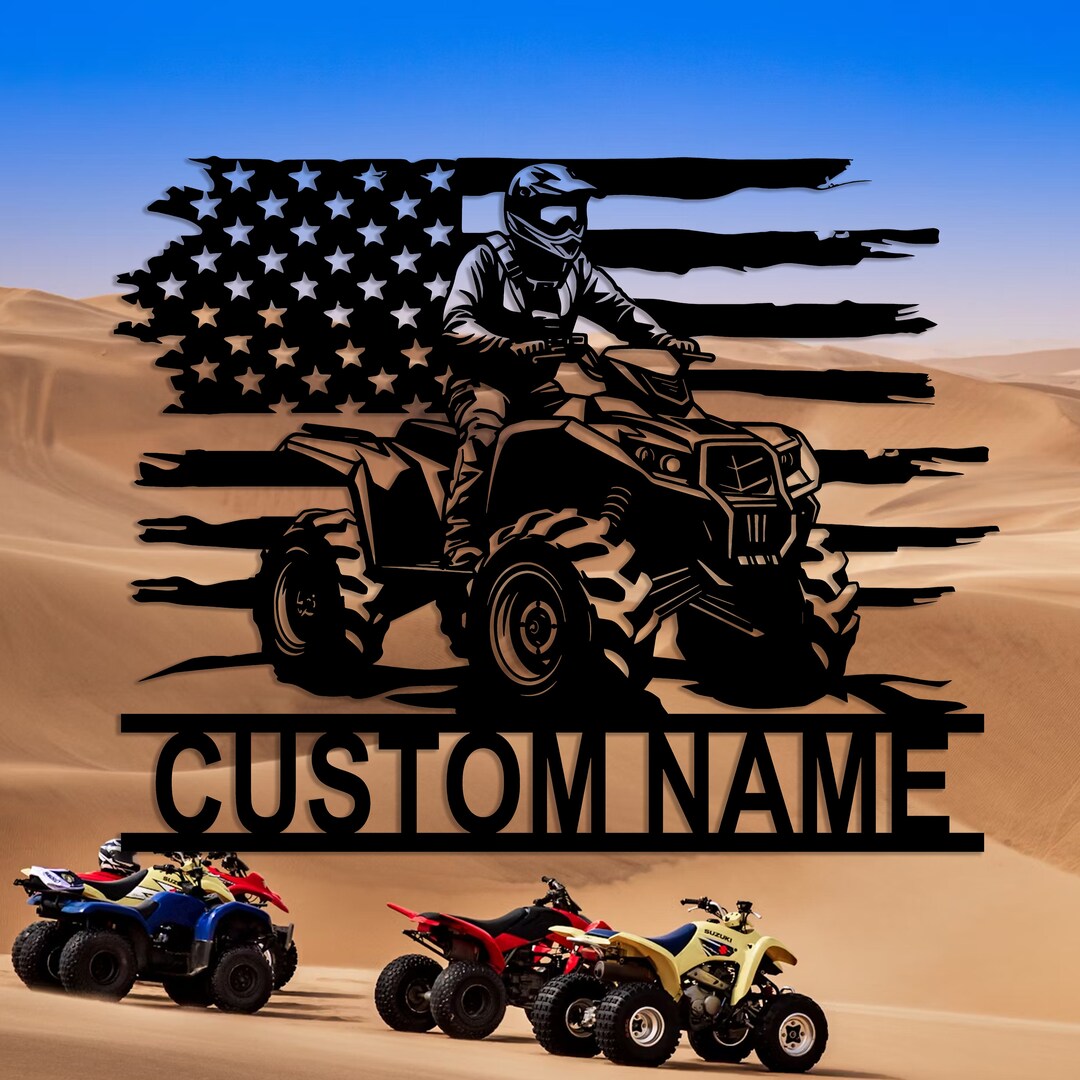 Personalized ATV Rider Metal Wall Sign, Custom Quad Biker Wall Art ...
