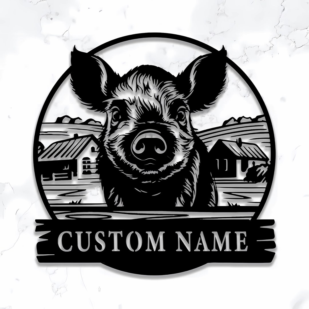 Personalized Pig Metal Wall Art, Custom Pig Metal Wall Sign, Pig Metal ...