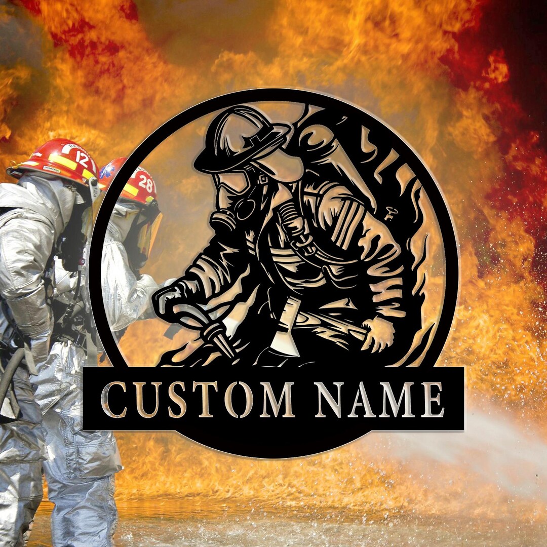 Custom Firefighter Metal Wall Sign: Personalized Fire Department Decor ...