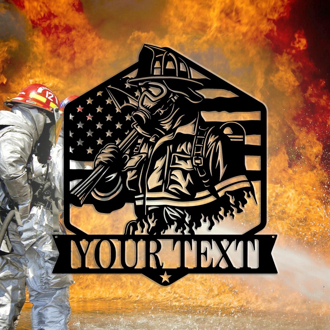 Custom Firefighter Metal Wall Sign: Personalized Fire Department Decor ...
