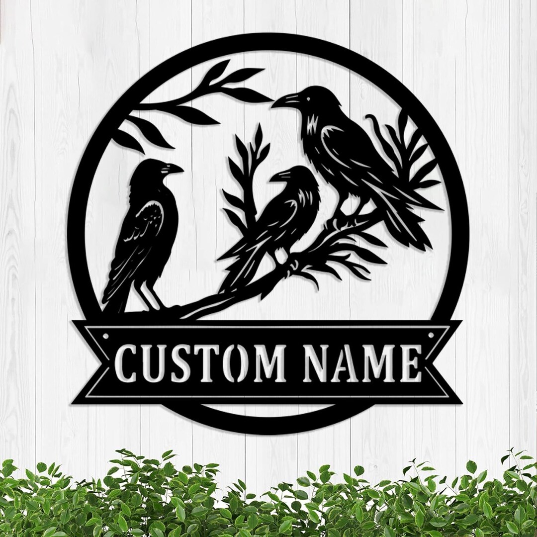Custom Moon & Raven Metal Wall Art |mysterious Raven Home Decor |raven ...