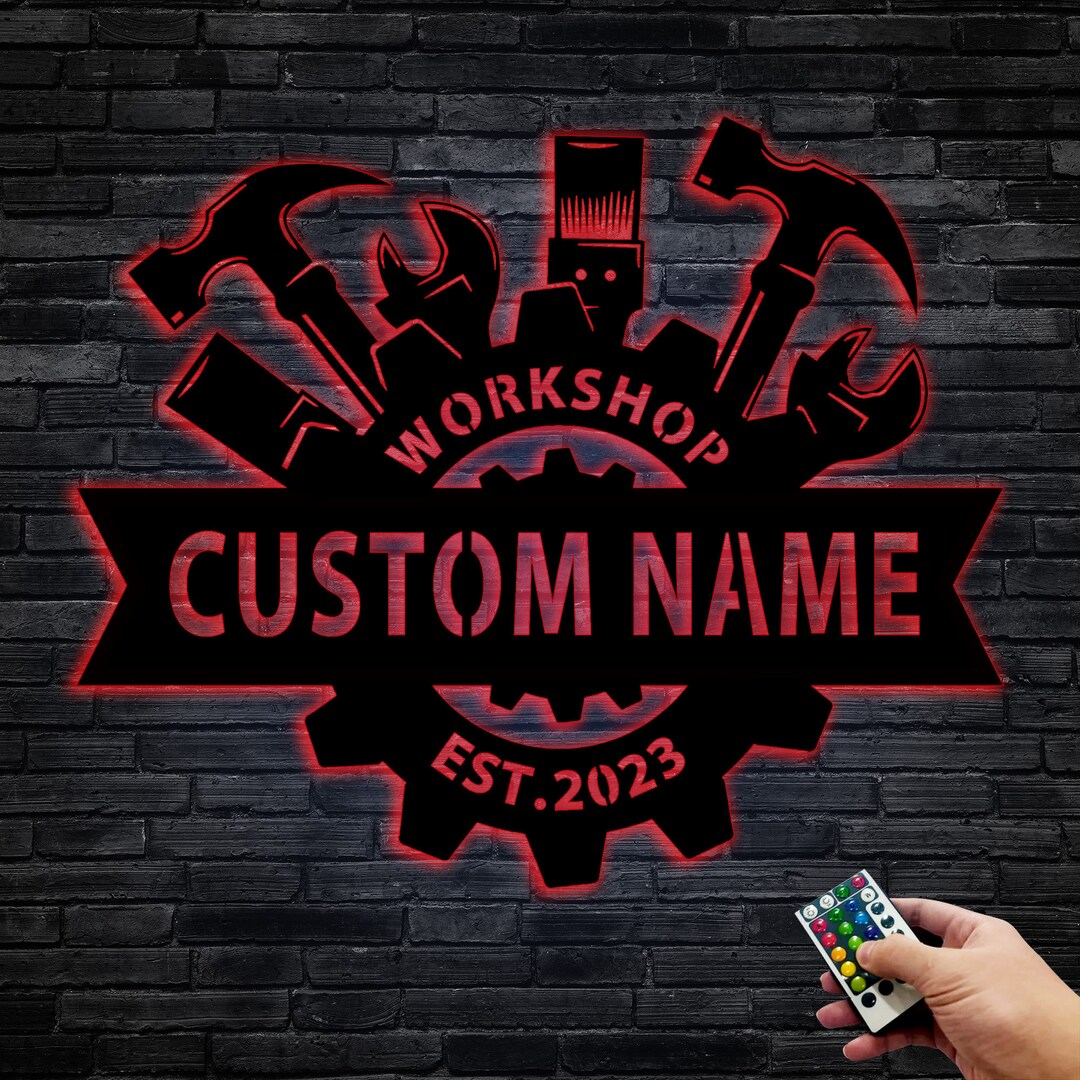Personalized Workshop Metal Sign, Custom Workshop Metal Wall Decor ...