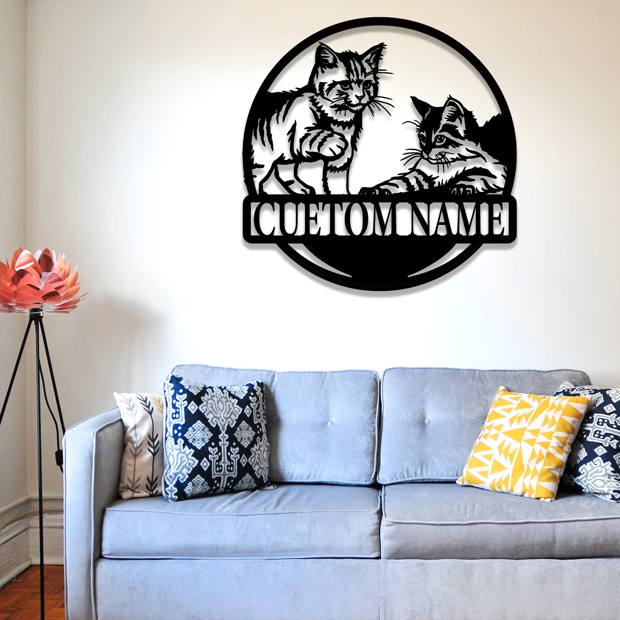 Custom Cat Metal Wall Sign, Custom Cat Metal Wall Art, Cat Wall Decor ...