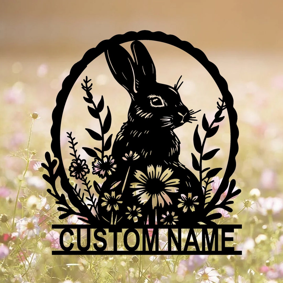 Custom Rabbit Metal Wall Art, Rabbit Metal Name Sign, Bunny Metal ...