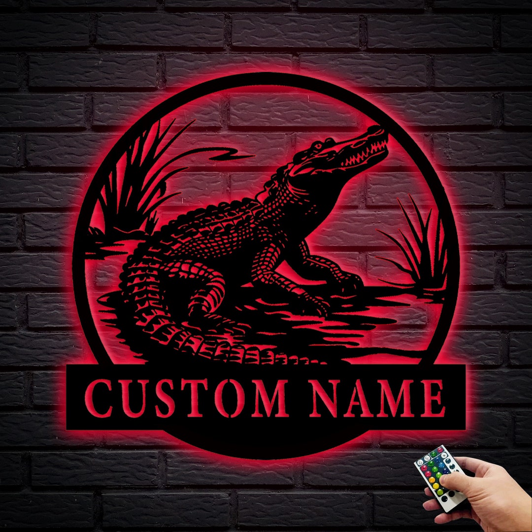 Crocodile Metal Wall Signs-metal Alligator Decor-crocodile Wall Art ...
