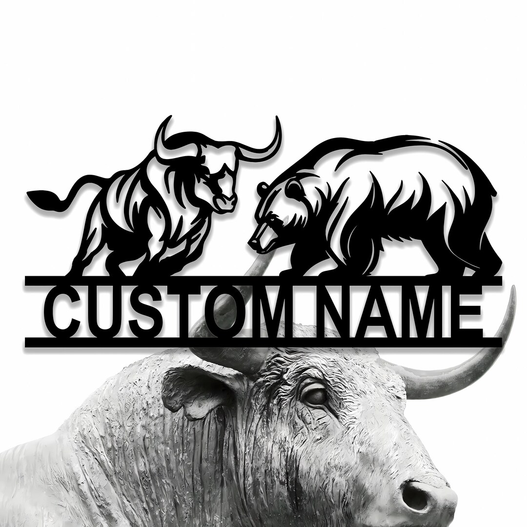 Custom Bull and Bear Metal Wall Sign, Bull and Bear Metal Wall Decor ...