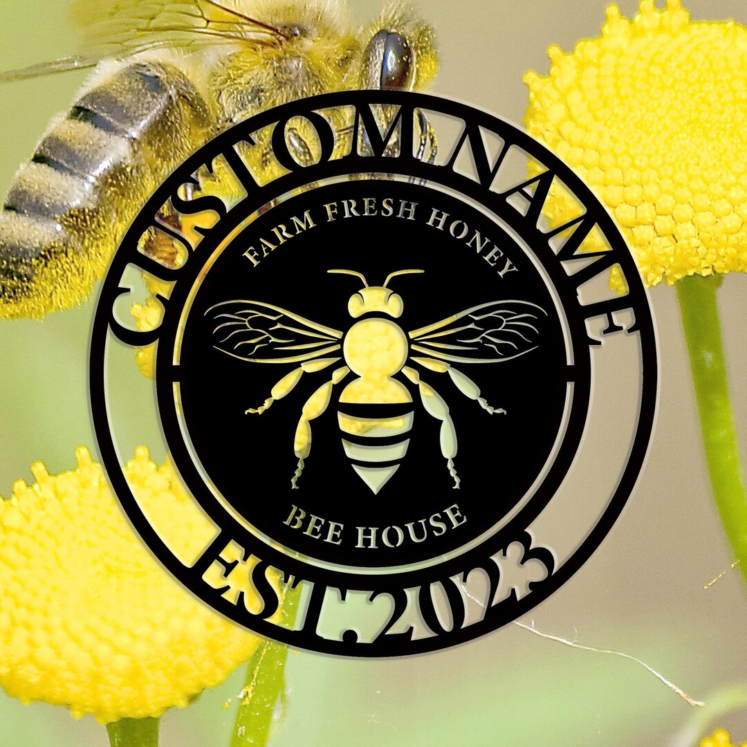 Personalized Honey and Bee Sign, Beekeeper Yard Art, Custom Bee Hive ...