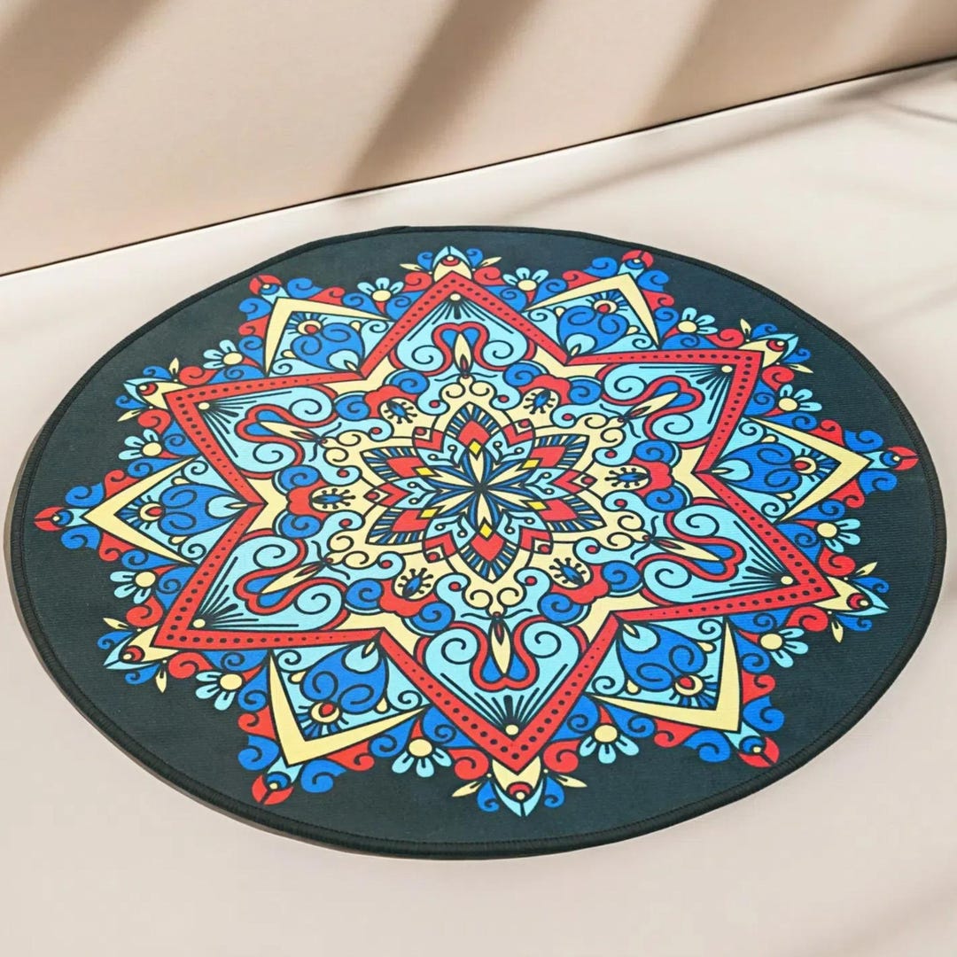 Ethnic Style Round Rug，tetro Mandala Floor Rug，vintage Rug，crystal ...