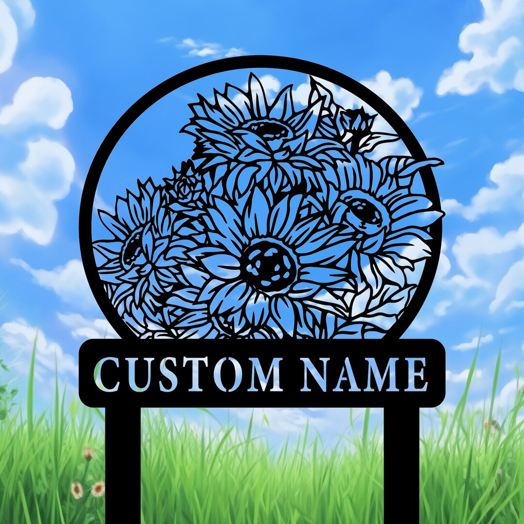 Custom Flowers Garden Sign With Stake, Metal Garden Sign, Personalized ...