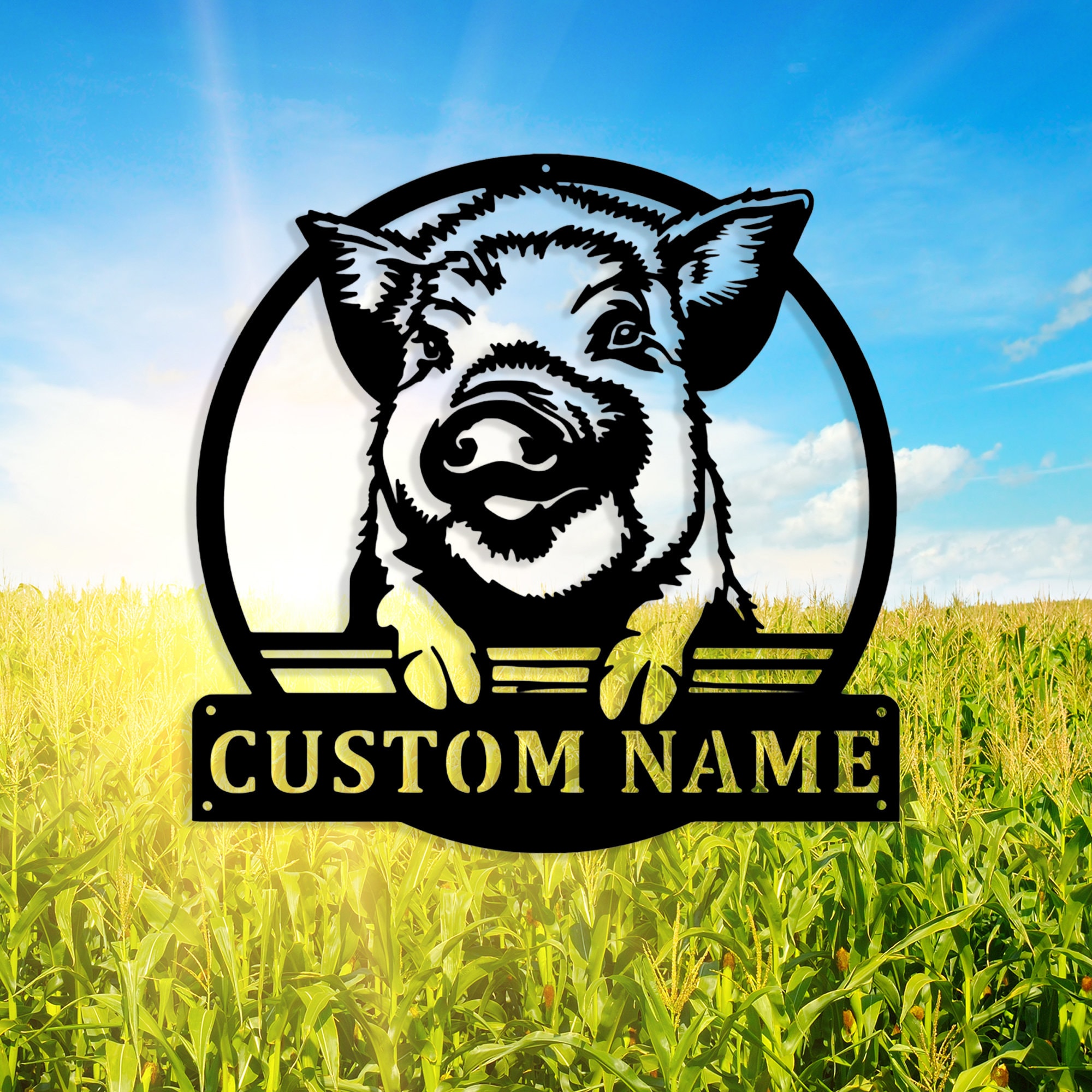 Custom Pig Metal Wall Art Pig Wall Decor Farm Pig Sign Pig Wall Decor ...