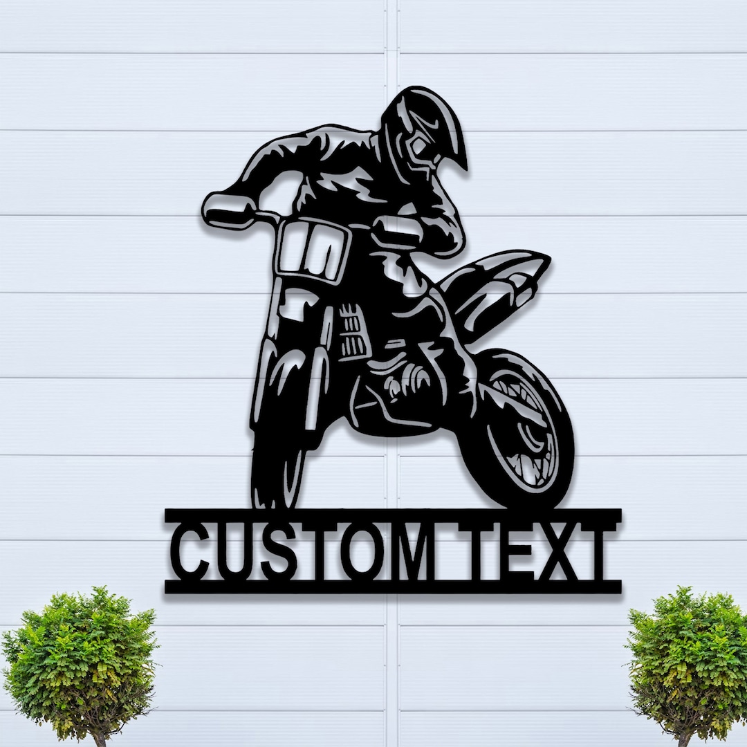 Custom Dirt Bike Metal Sign, Personalized Biker Name Sign, Motocross ...