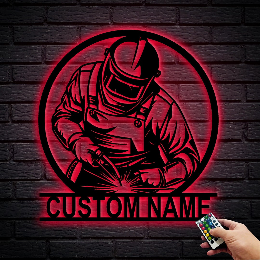 Personalized Welder Metal Wall Sign, Custom Mechanic Name Wall Art ...