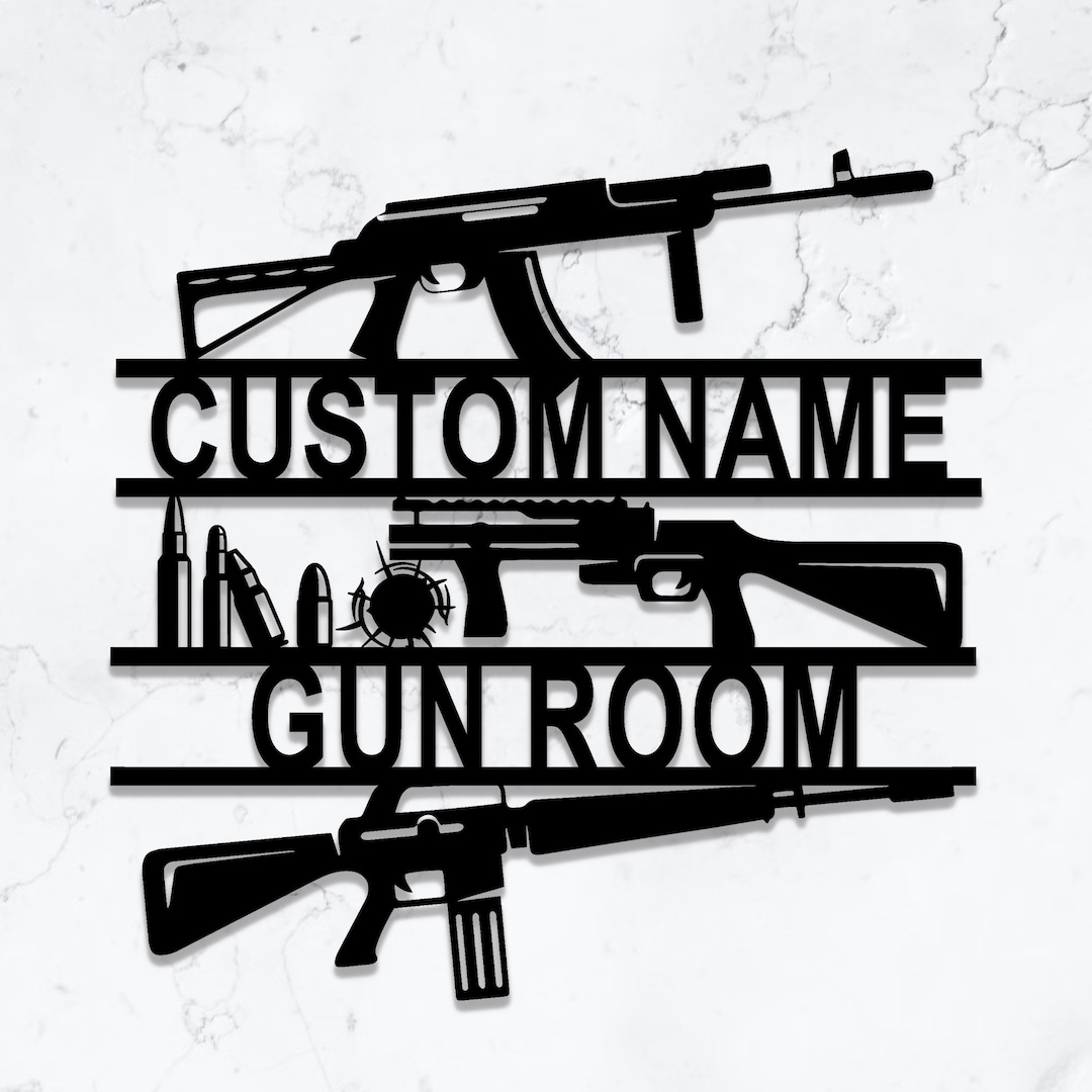 Custom Gun Metal Sign, Personalized Gun Metal Wall Art, Metal Gun Wall ...