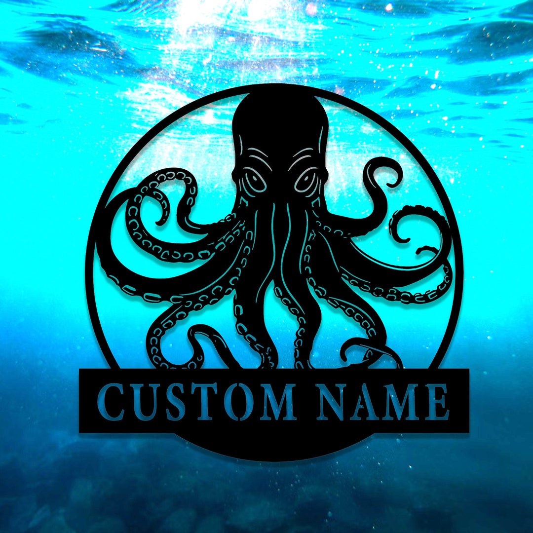Personalized Octopus Metal Wall Sign, Custom Octopus Metal Wall Art ...