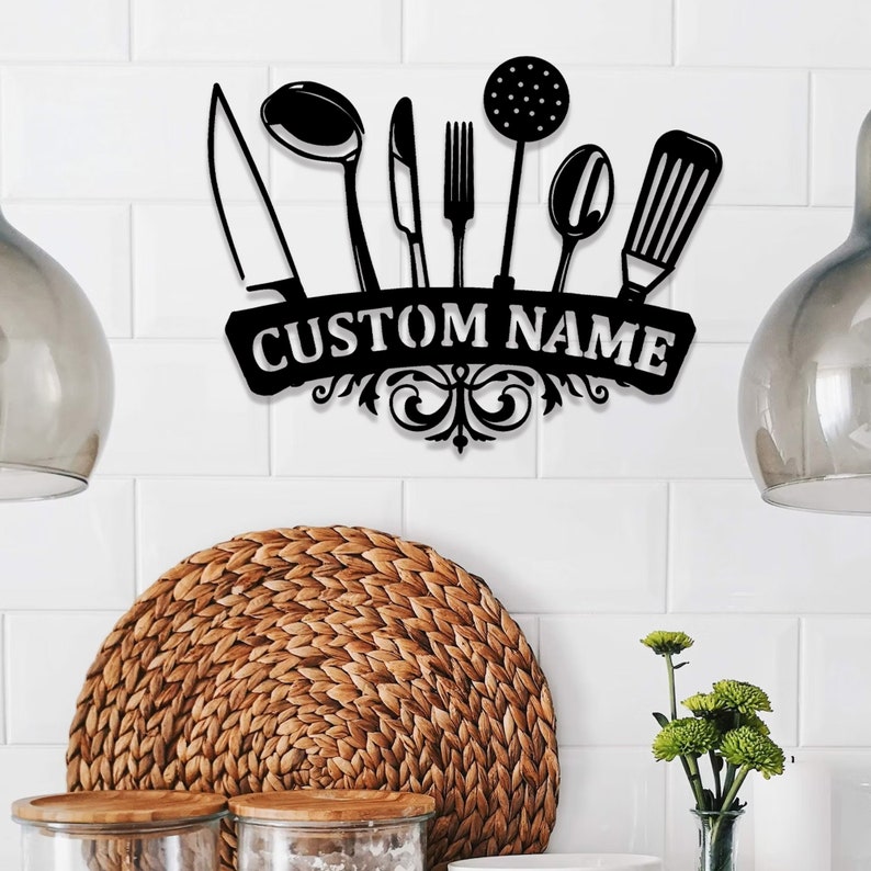 Custom Kitchen Metal Wall Sign, Personalized Kitchen Metal Wall Art ...