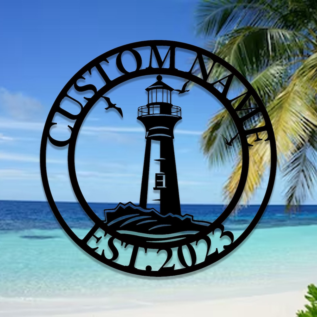 Personalized Lighthouse Metal Wall Art, Custom Lighthouse Metal Wall ...