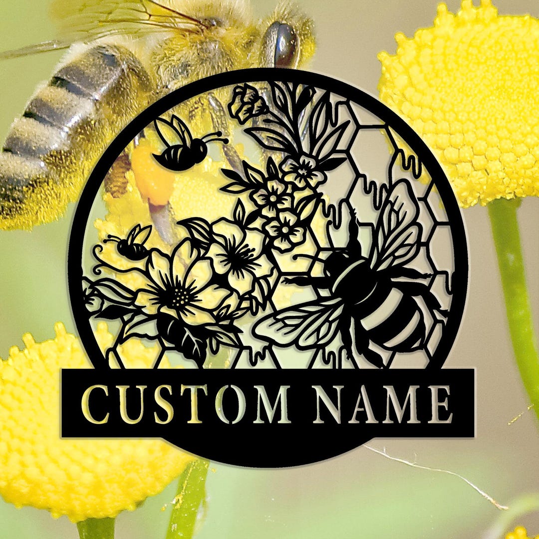 Personalized Bee Hive Sign, Beekeeper Yard Art, Custom Bee and Hive ...
