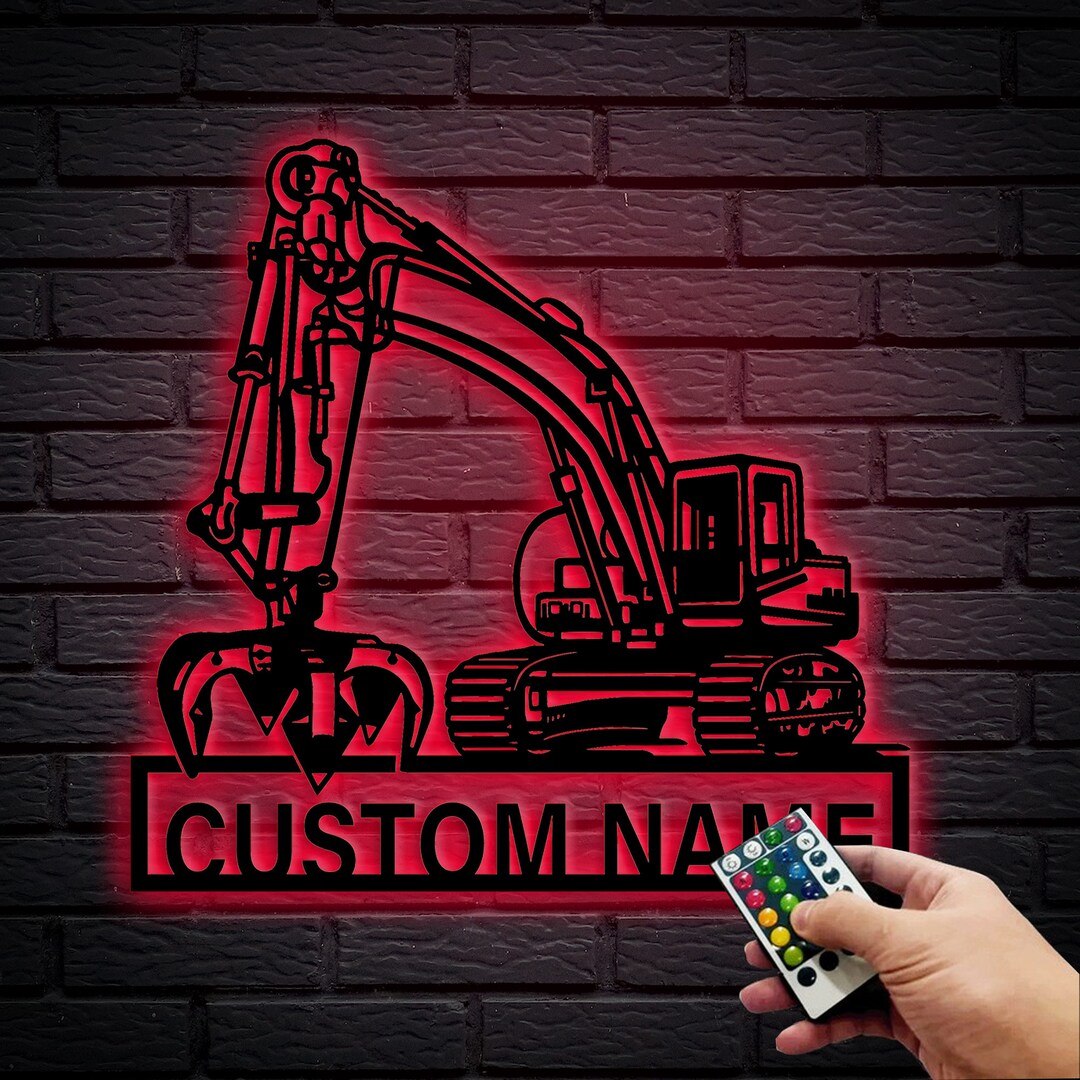 Custom Excavator Metal Wall Sign - Excavator Metal Wall Art - Backhoe ...