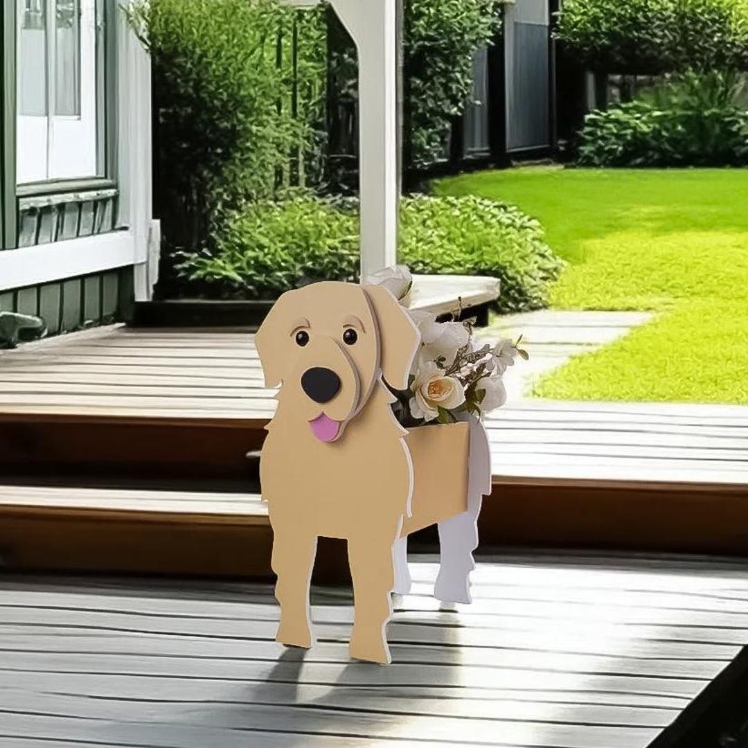 Handmade Dog-shaped Flower Pot，golden Retriever Flower Pots，golden ...