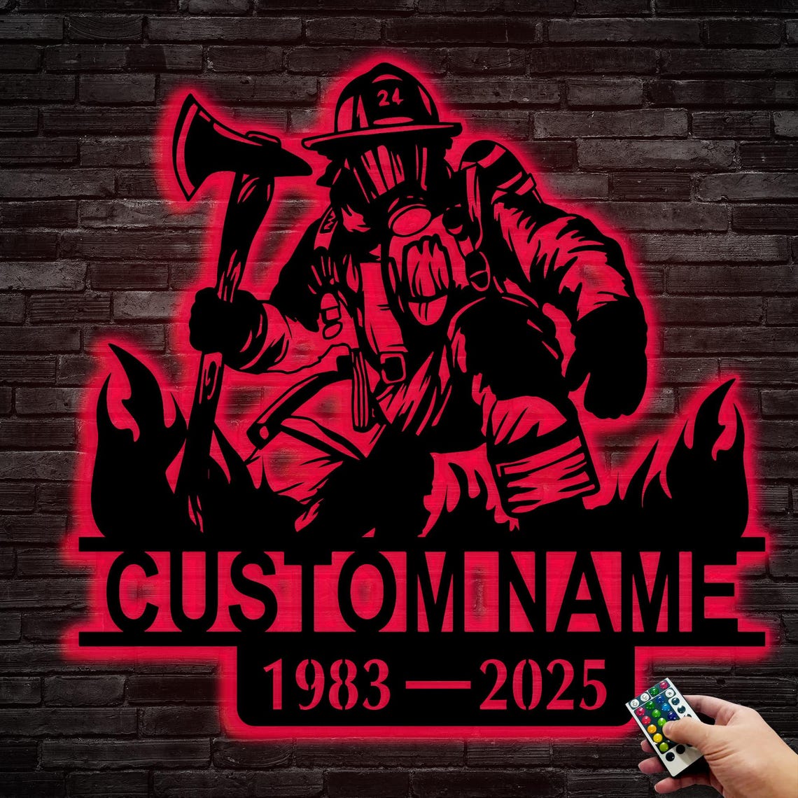 Custom Firefighter Metal Wall Sign, Personalized Firefighter Wall Decor ...