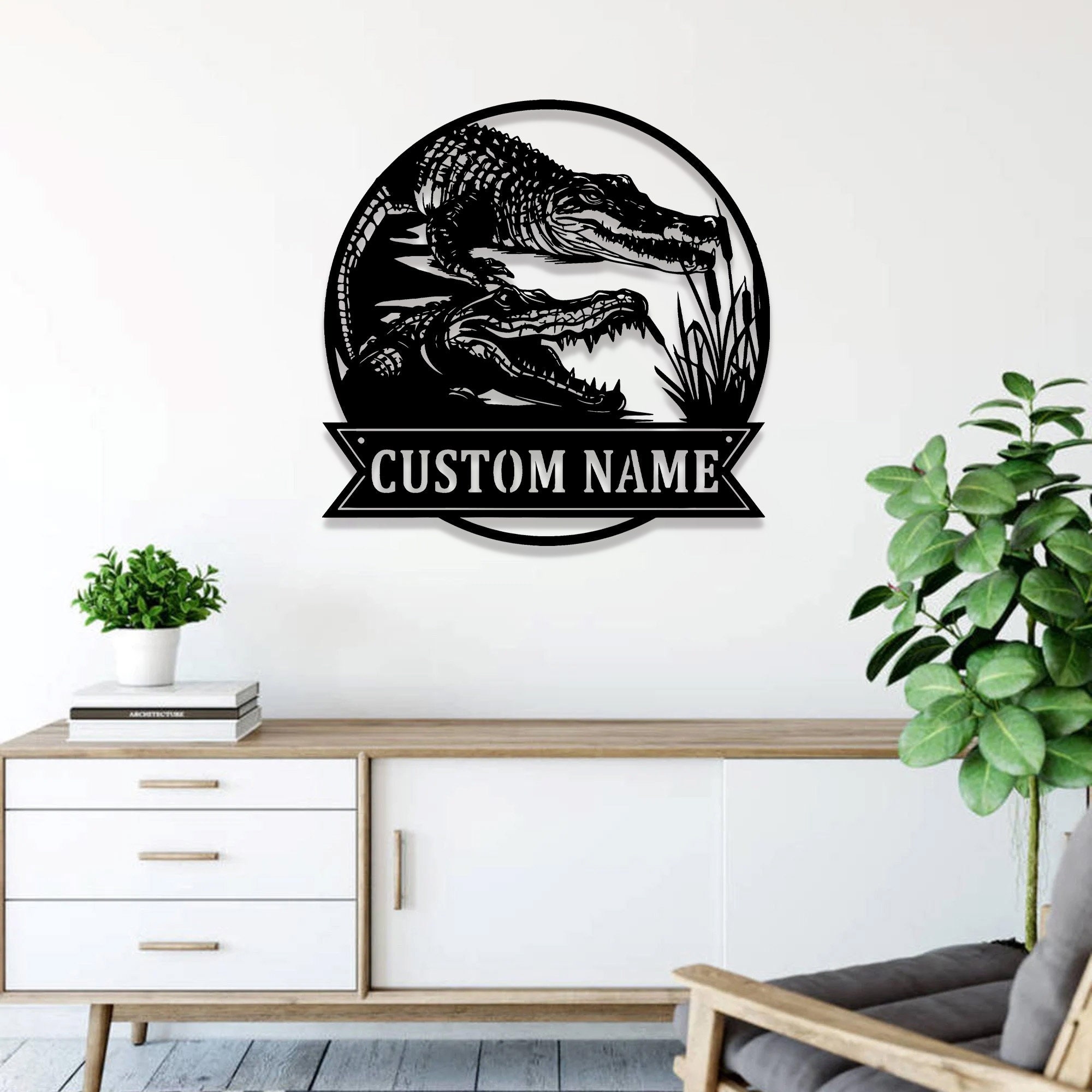 Custom Alligator Metal Wall Art, Personalized Alligator Name Sign, Home ...