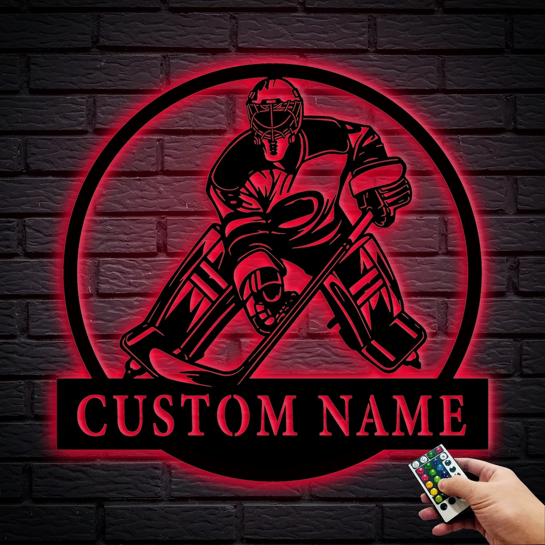 Custom Hockey Goalie Metal Wall Sign: Personalized Hockey Decor (8-24 ...
