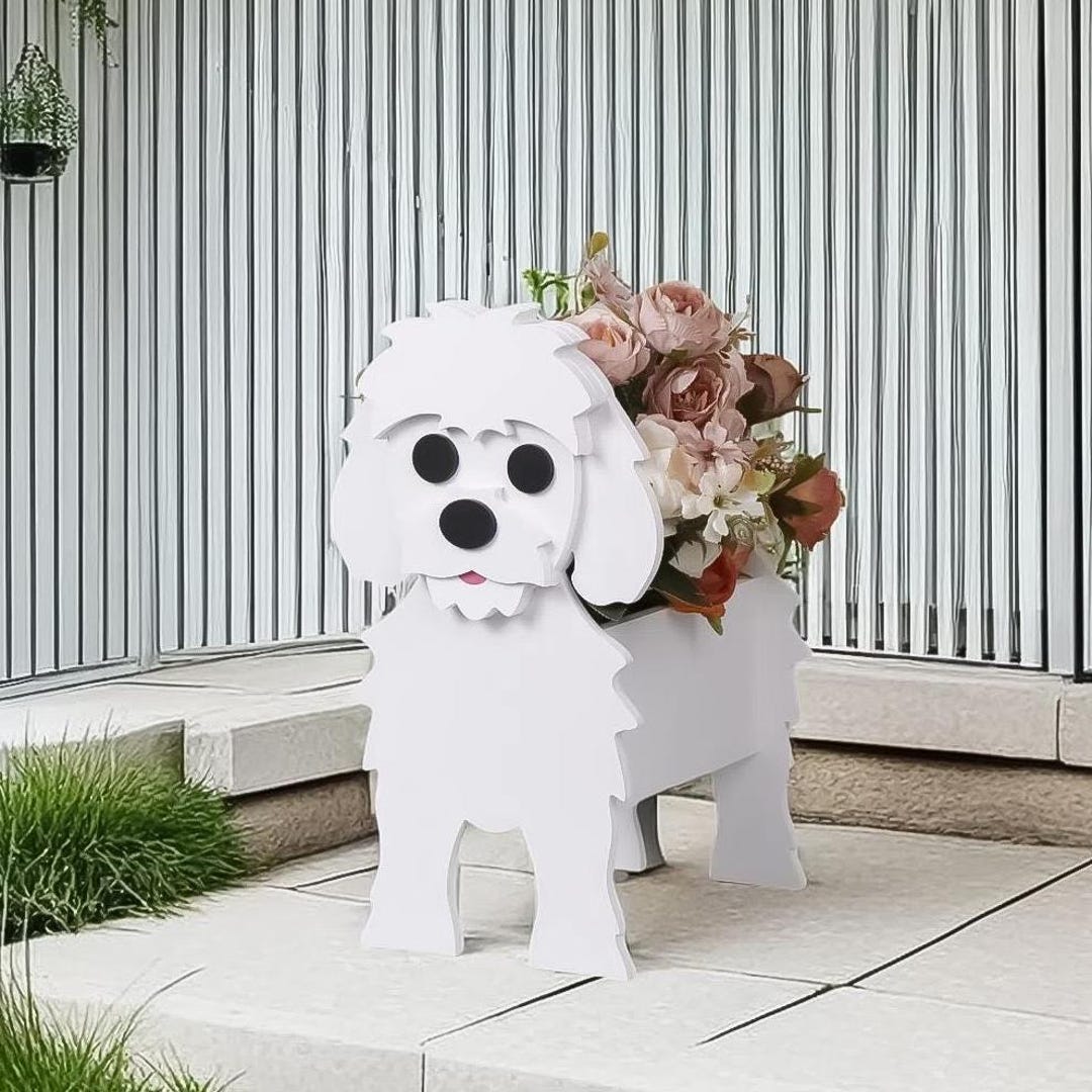Dog-shaped Flower Pot，maltese Dog Flower Pots，maltese Dog Decorations ...