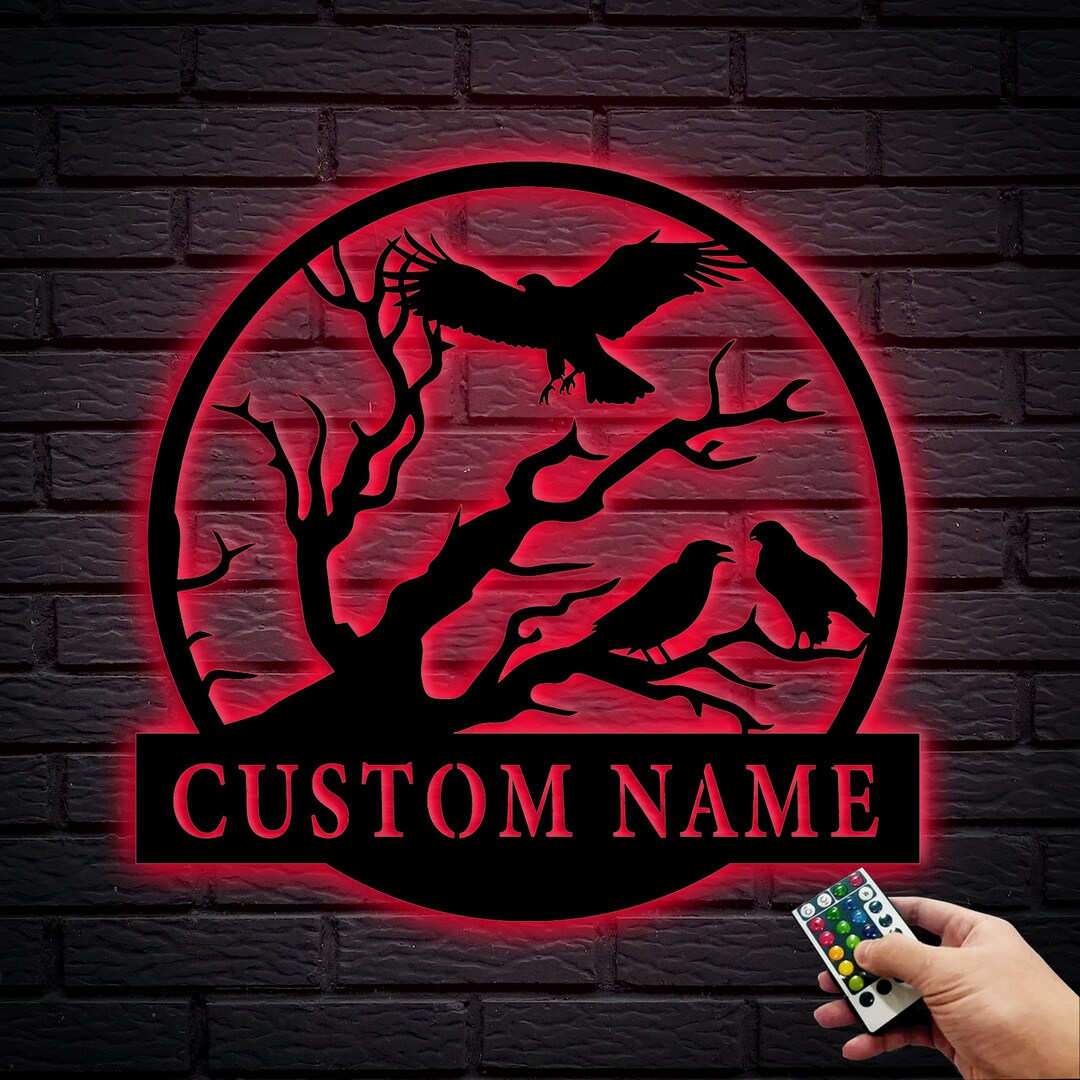 Personalized Raven Bird Metal Signs-raven Name Sign-raven Home Decor ...