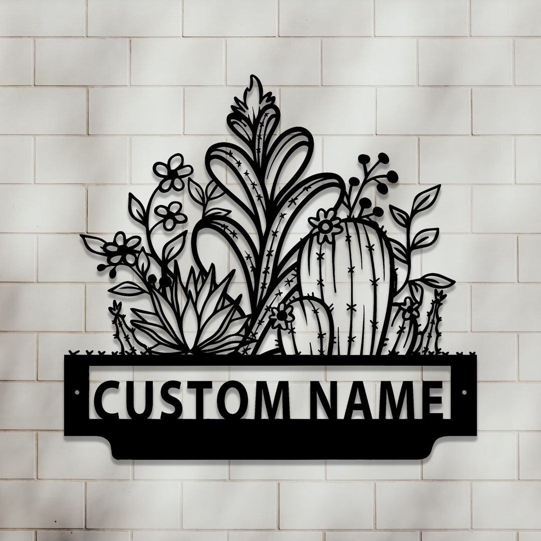 Personalized Cactus Name Sign: Custom Metal Wall Art - Etsy
