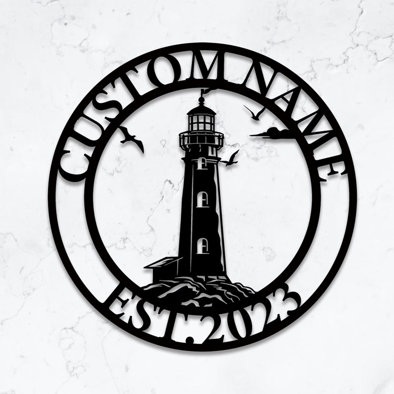 Custom Lighthouse Metal Wall Sign, Personalized Lighthouse Metal Wall ...